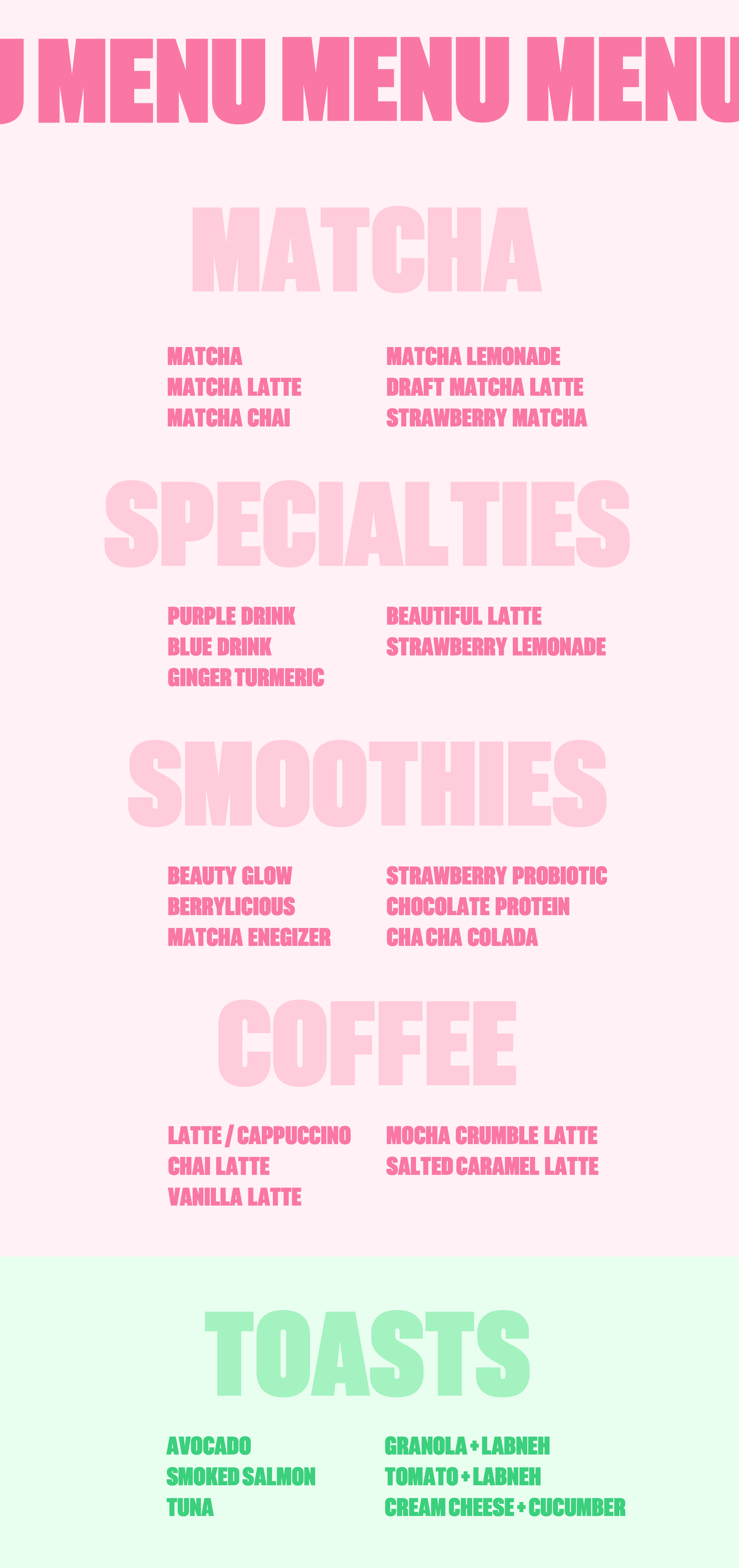 Menu – Cha Cha Matcha